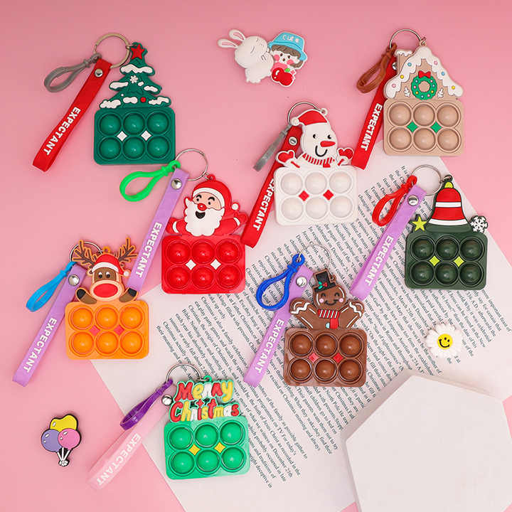 Mini Pop Keychain Fidget Poppers Christmas Push Itting Pop Bubble ...
