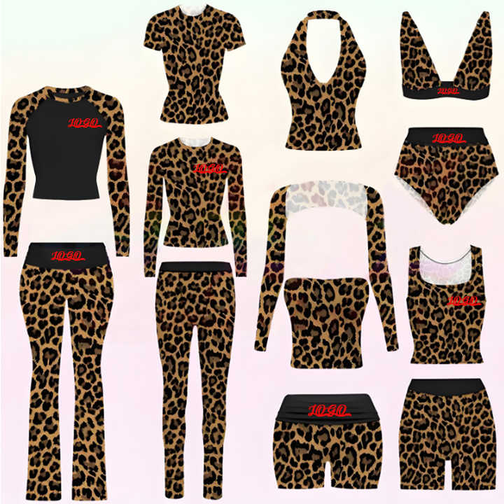 Custom Logo Leopard Print Women Clothing Cotton Leopard Print Outfits ...