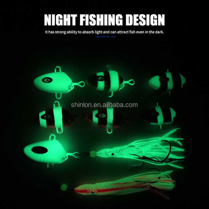Luminous Metal Jig 100g 150g 200g 250g 300g Squid Skirt Assist Hook Rig Jig Head Fishing Lure ...