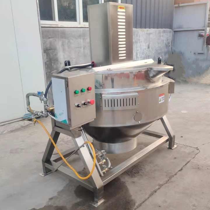 Double Cooking Jacket Kettle with Agitator Mixer Gas Heated Jacketed ...