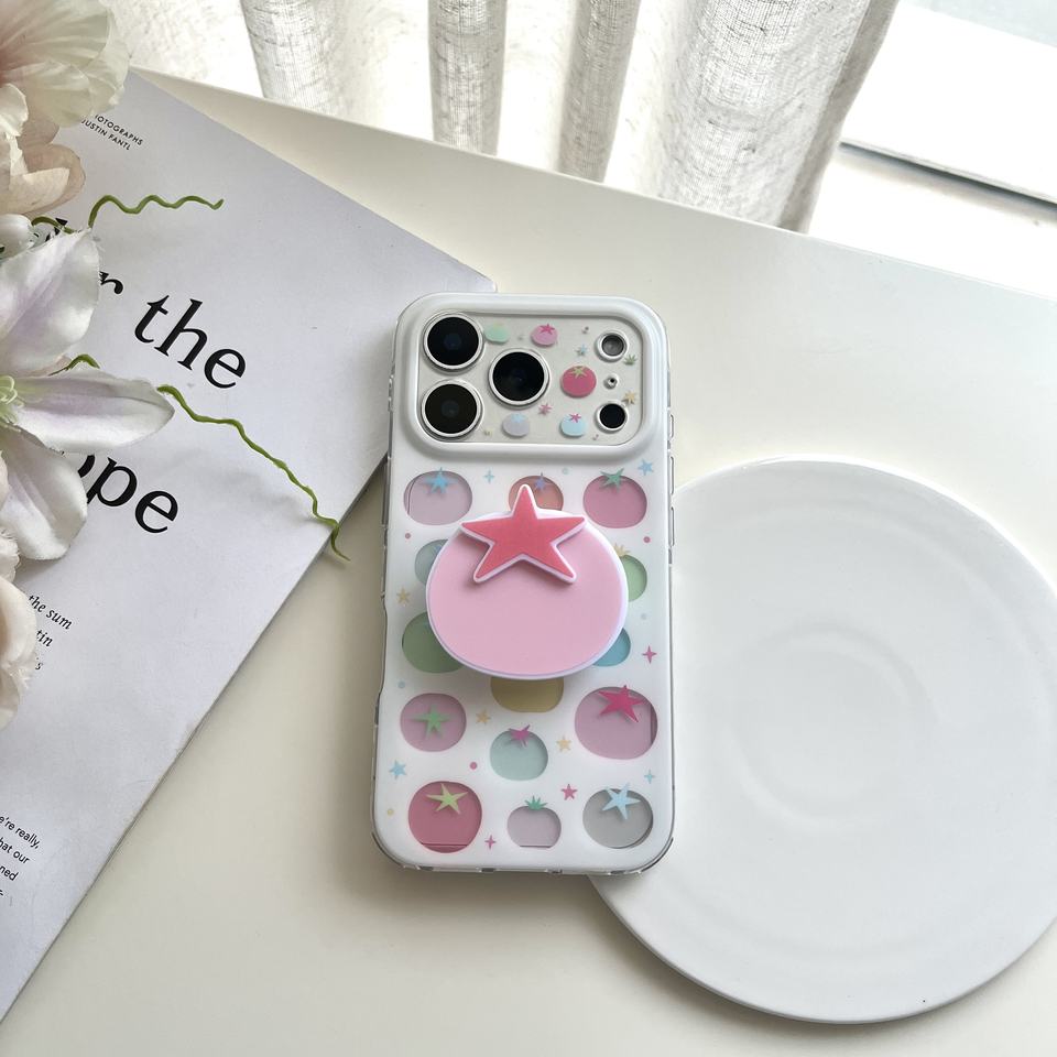 Cute Cartoon Tomato Phone Case with Stand Fashion Cover for iPhone 17 ...