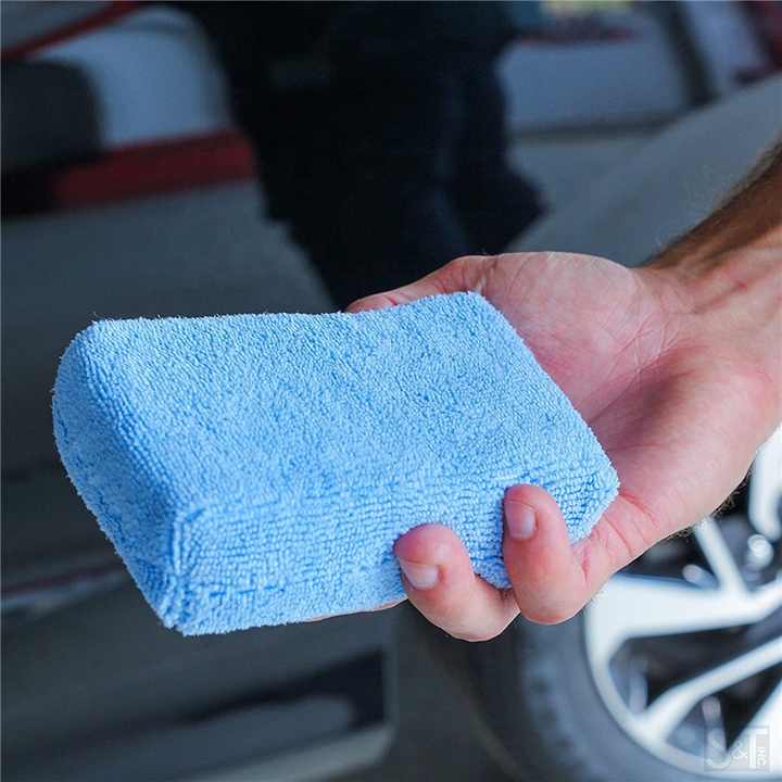 Blue Microfiber Car Wax Applicator Pad Rectangle Foam Premium Grade ...