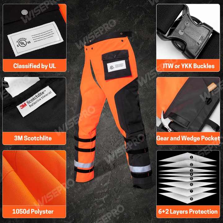 Technical Chainsaw Safety Pants 8 Layers Cut Protection Fabric Wood ...