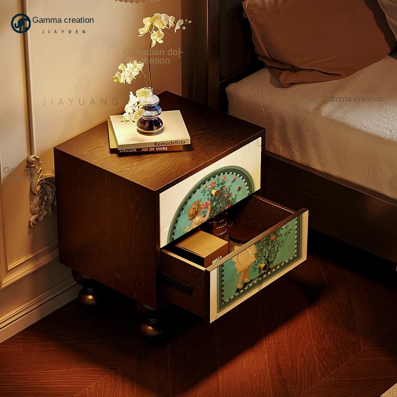 French Retro Girl Solid Wood Bedside Table Storage Decorative Cabinet ...