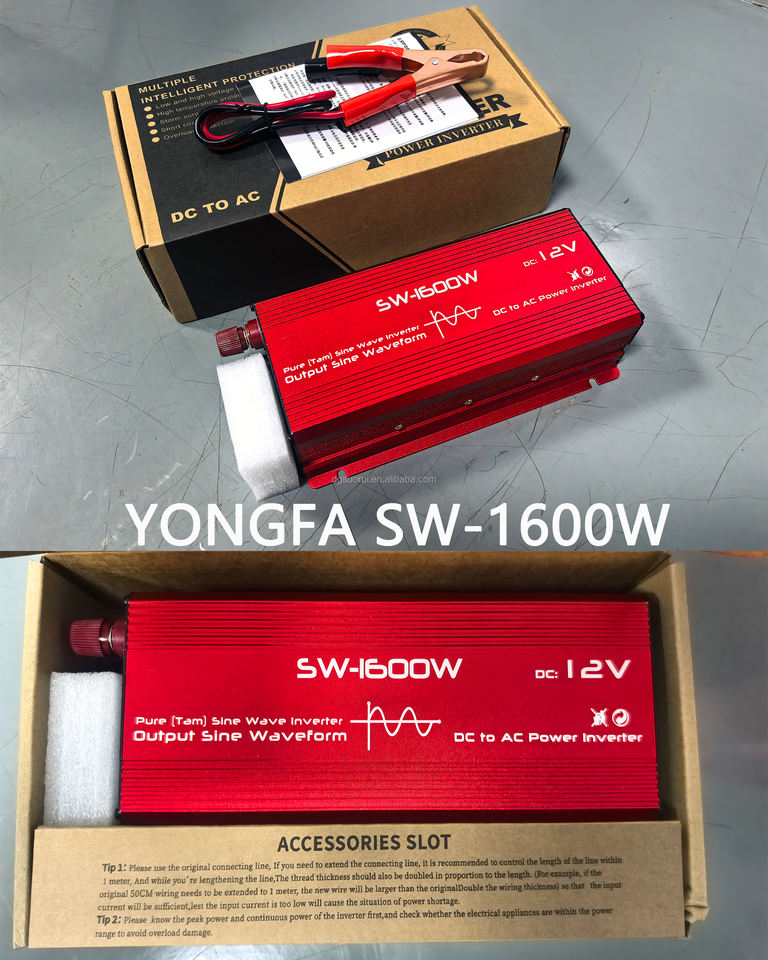 YONGFA NEW Pure Sine Wave Inverter DC 12V/24V to AC 220V 1000W/2000W ...