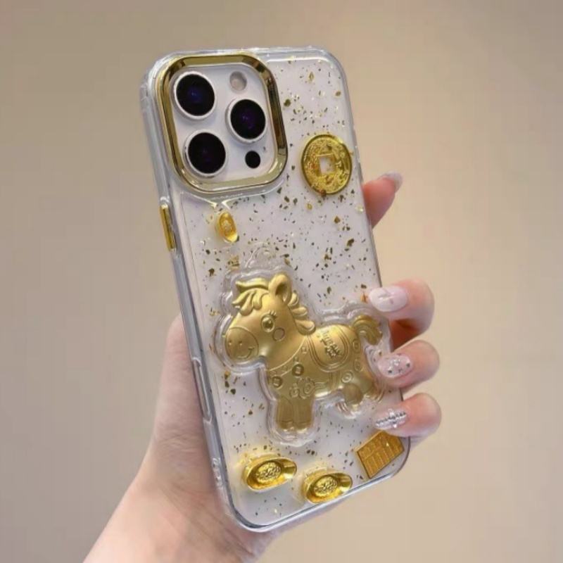 New Electroplate Gold Foil Epoxy Transparent Mobile Phone case for ...