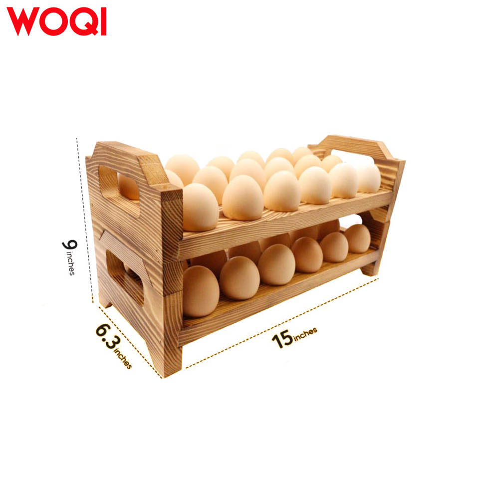 WOQI Eco-Friendly Wood Egg Display Rack Stackable Multi-Layer Household ...