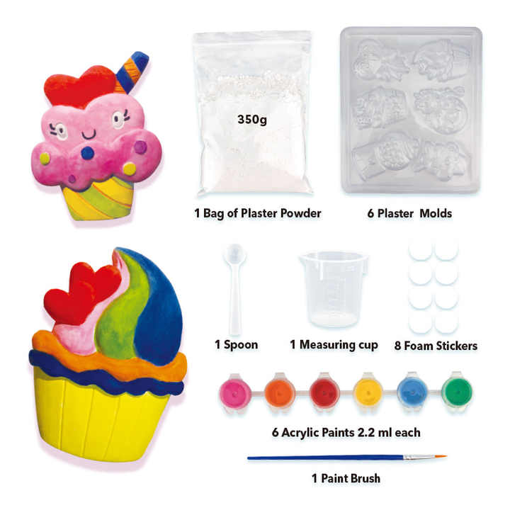 DIY Kids Crafts Kit Plaster Mold Painting Includes 6 Plaster Figurines ...