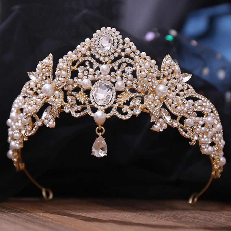 Elegant Forehead Pearl Rhinestone Crown - Wholesale Available