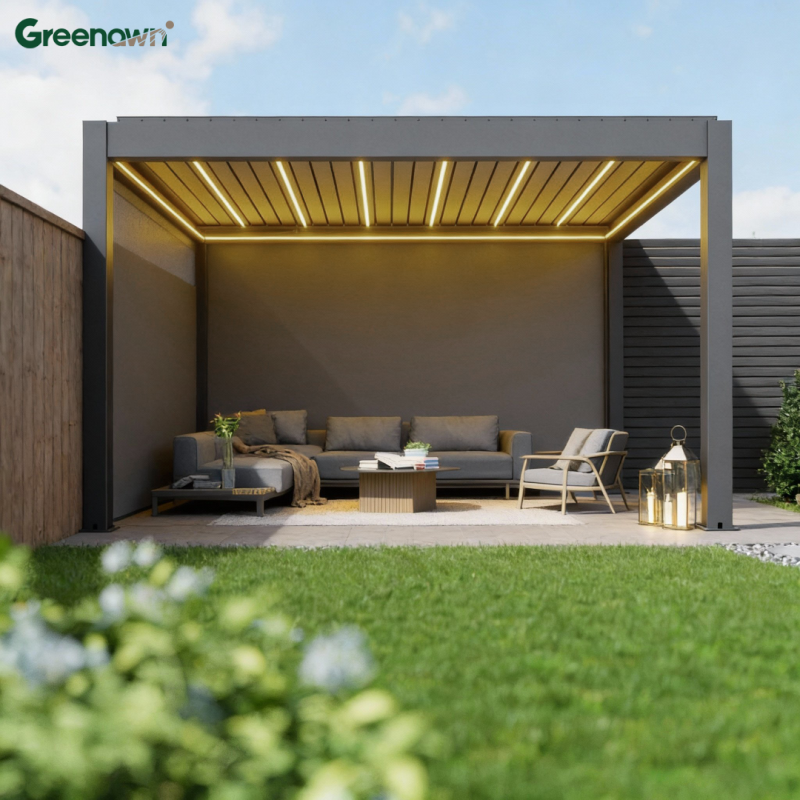 Minimalist Modern Pergola Designs Aluminum Waterproof Gazebo Louvered ...