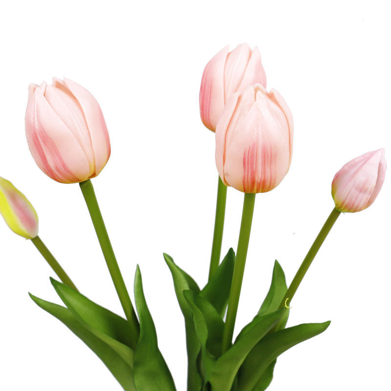 Soft Touch Handmade Tulip Artificial Flowers Bouquet 5-Head Wedding ...