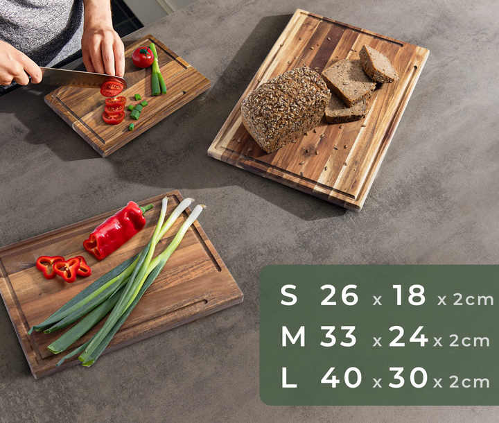 Acacia Chopping Blocks 3 X Set of Cutting Board Wood Kitchen Butcher ...
