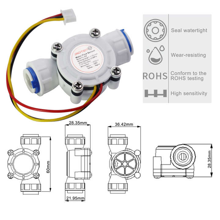 BSP G3/8 Quick Connect Water Flowmeter - 0.3-10l/min