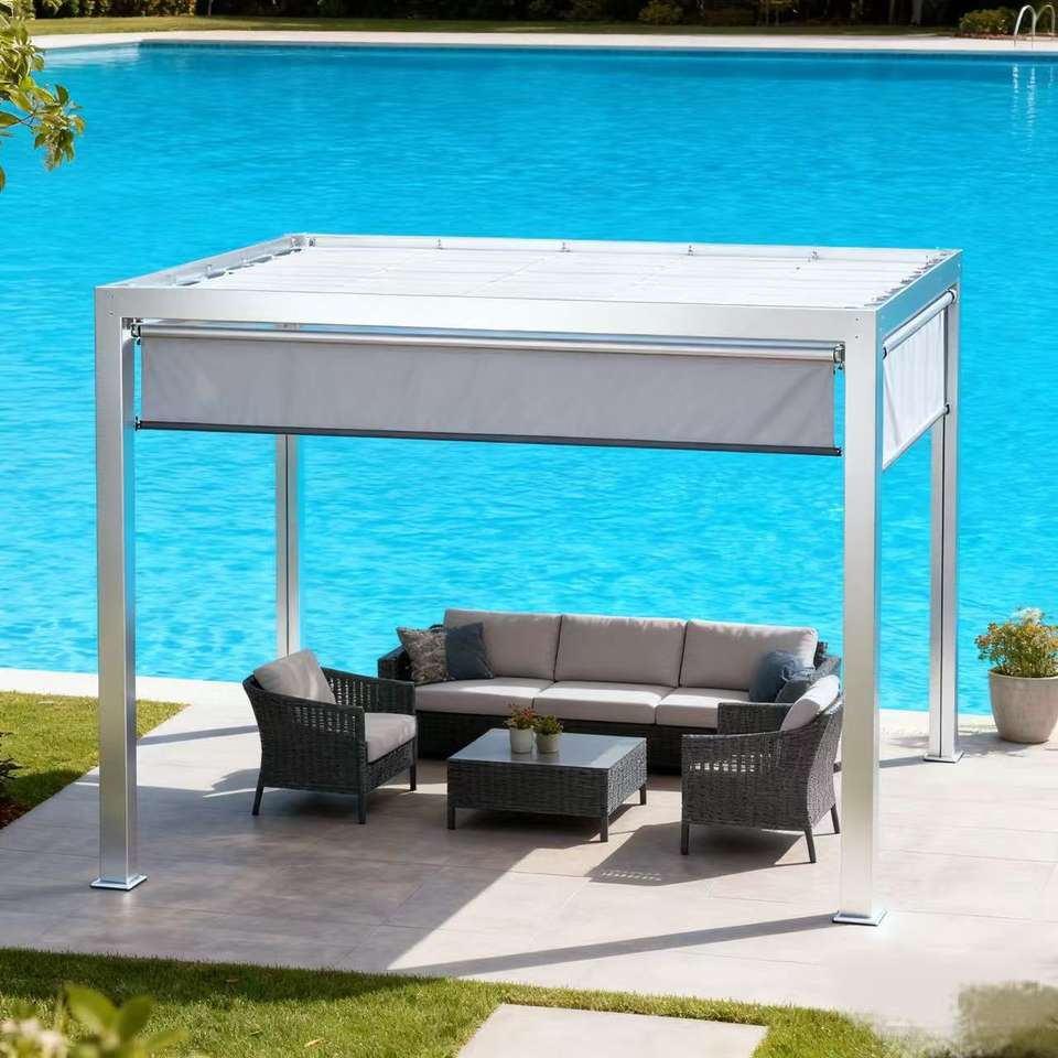 Custom Windproof Rainproof Aluminum Pergola Garden Gazebo Terrace ...