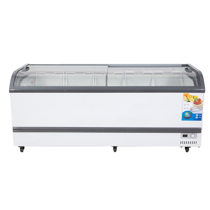 Curved Glass Sliding Door Ice Cream Showcase Chest Storage Chillers ...