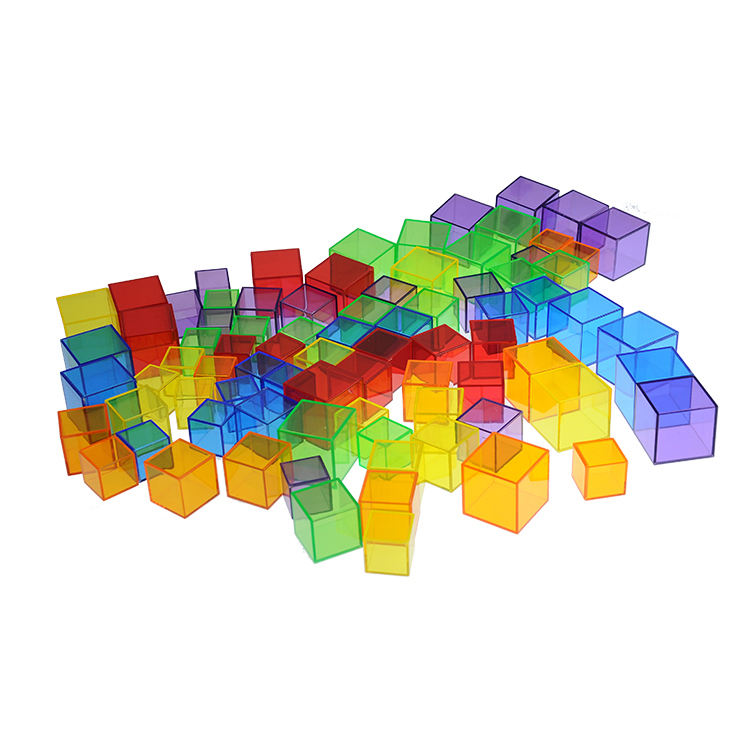 54 Pieces 3-Sze Translucent Plastic Cube Set Toy for Kids