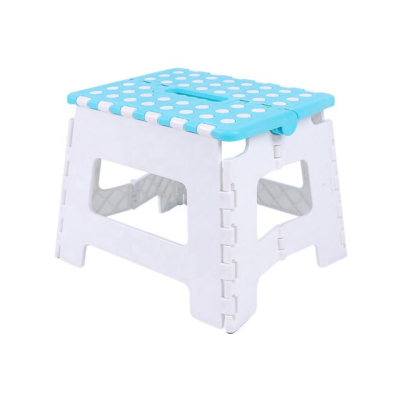 Blue and White Polka Dot Folding Plastic Step Stool Compact Portable ...