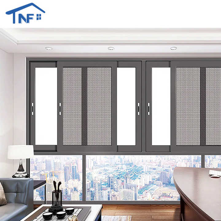 House Aluminum Sliding Window With Blue Glass Window Grills Design for ...