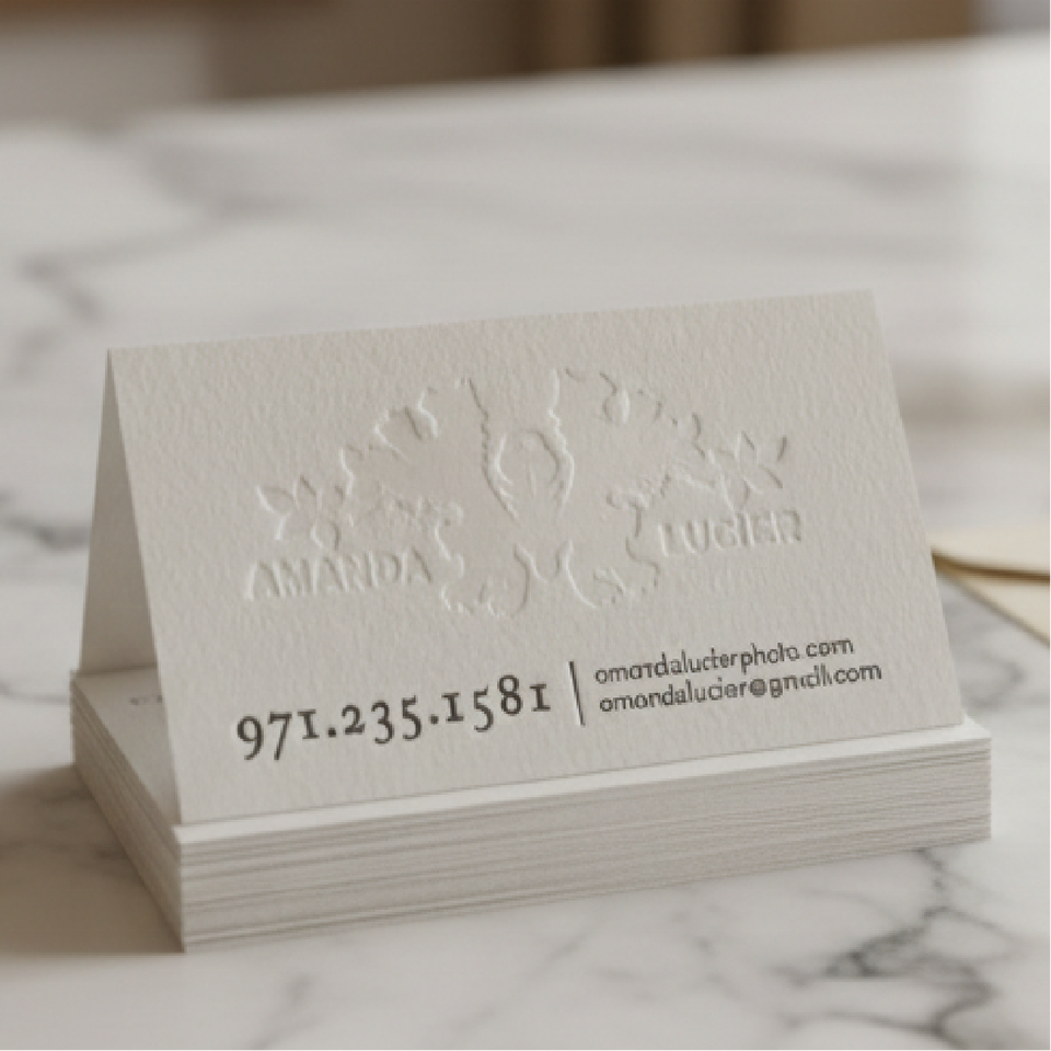 Embossed Kraft Business Card with Digital Printing and Custom Logo ...
