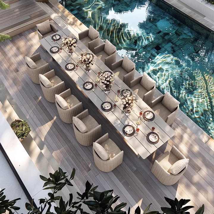 Aluminium Long Table Outdoor 12 Seat Dining Set Factory Customized ...