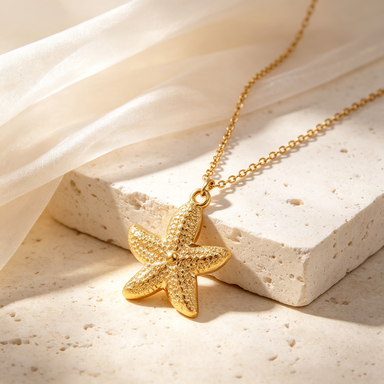 A New Trendy Stainless Steel Shell Starfish Pendant Necklace Unisex ...
