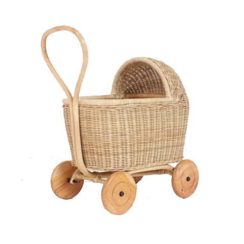 Handmade Wicker Rattan Dolls Pram - Perfect Gift for Kids
