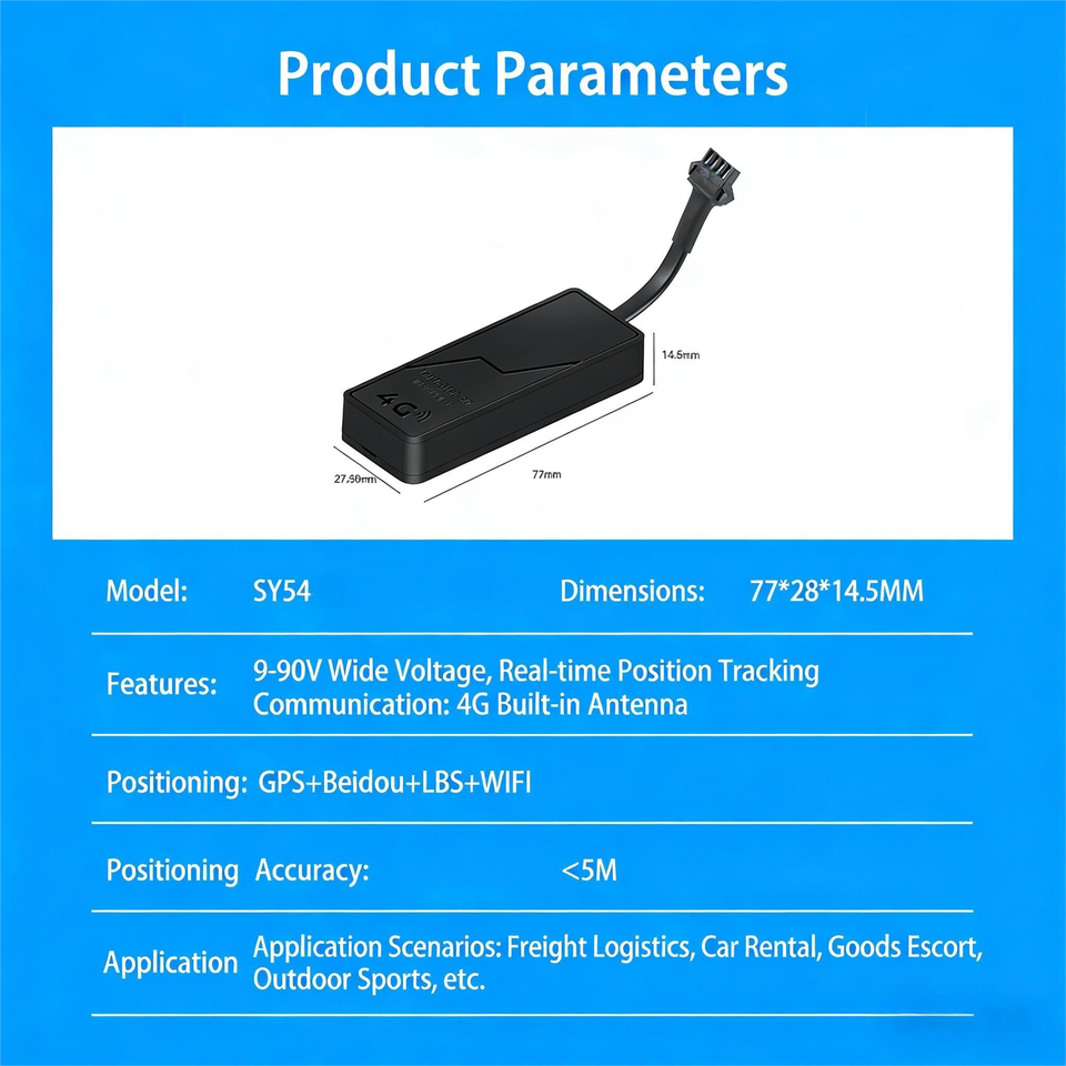 SY54 4G/2G GPS Tracker Built-in battery, equipped with multiple alarm ...