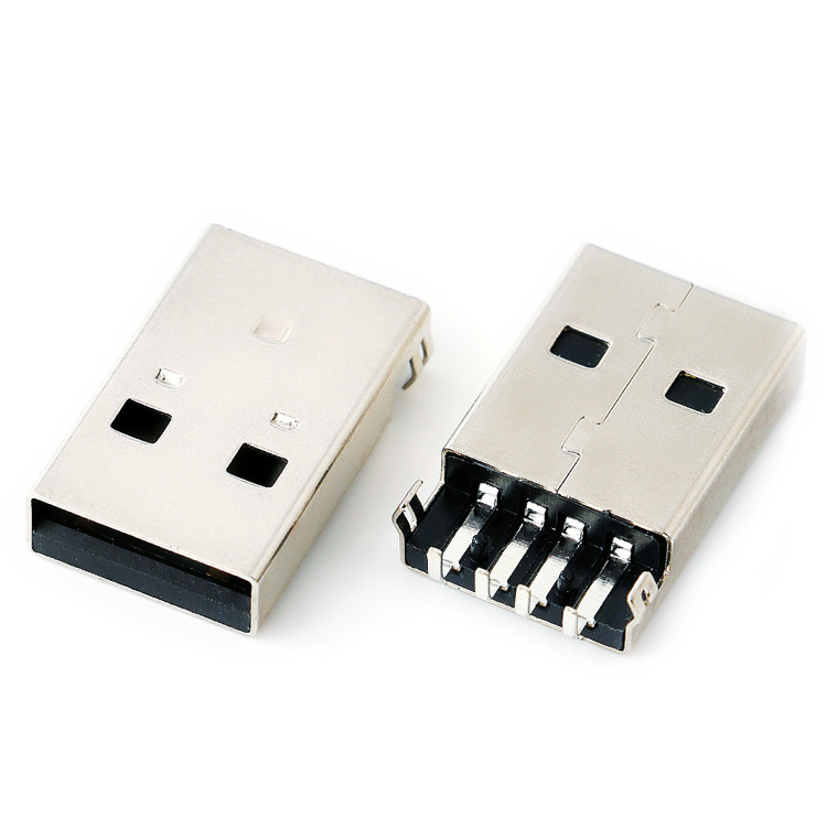 SMT Type 4Pin Male USB Connector with Brass Shell Selective Gold ...