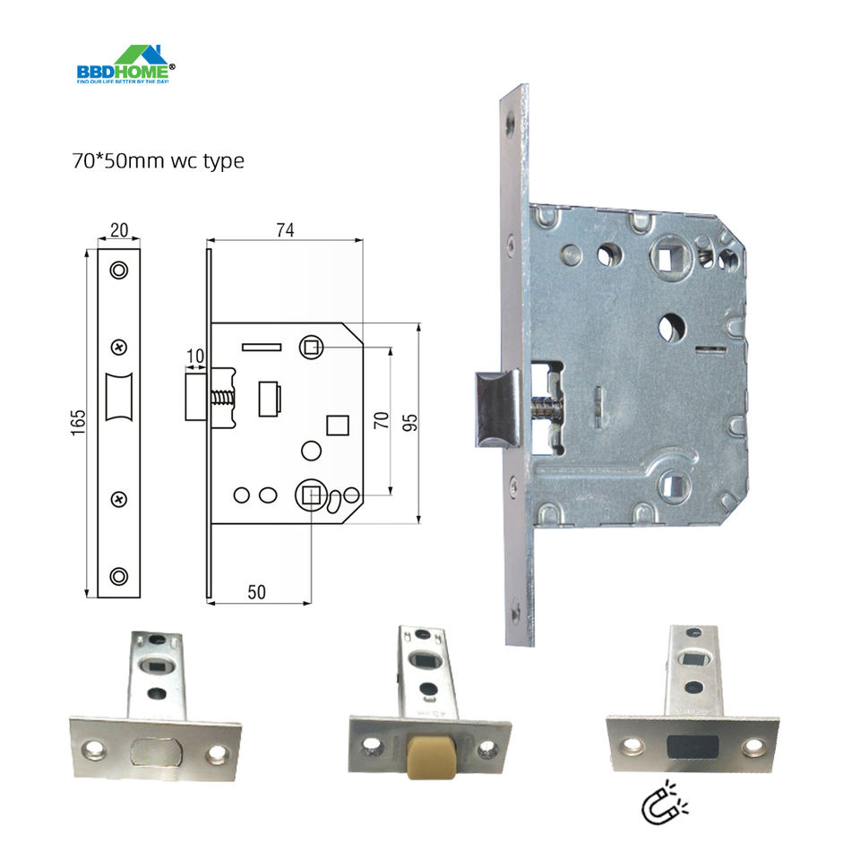 High Quality Security 70*50 Backset Lock Body Zinc Alloy