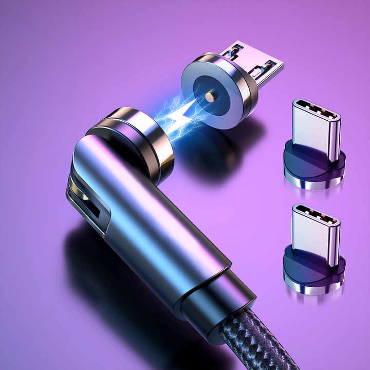 Fast Charging Type C Cable with Magnetic 540° Rotating L Shape