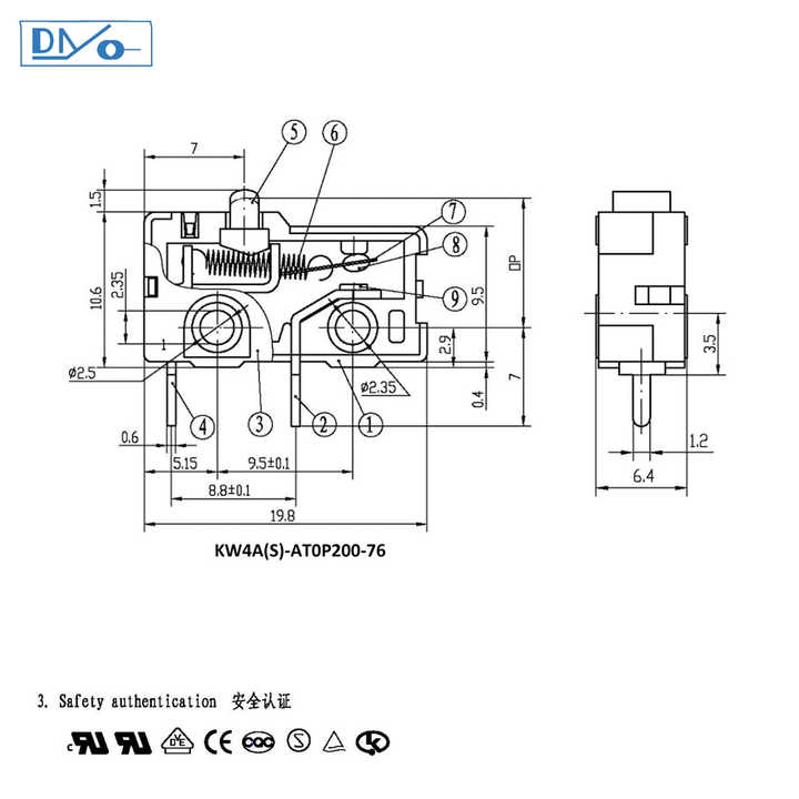 DONGNAN Kw4a(s) 10t85 Limit Switch Micro Switch SPST Precision