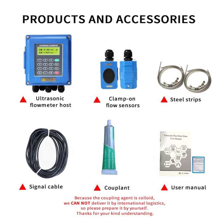 TUF-2000B Ultrasonic Water Flow Meter Sensor - Portable Clamp-On, OEM