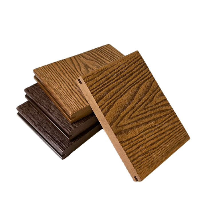 Modern 3D Solid WPC Composite Outdoor Decking - Teak Wood Grain