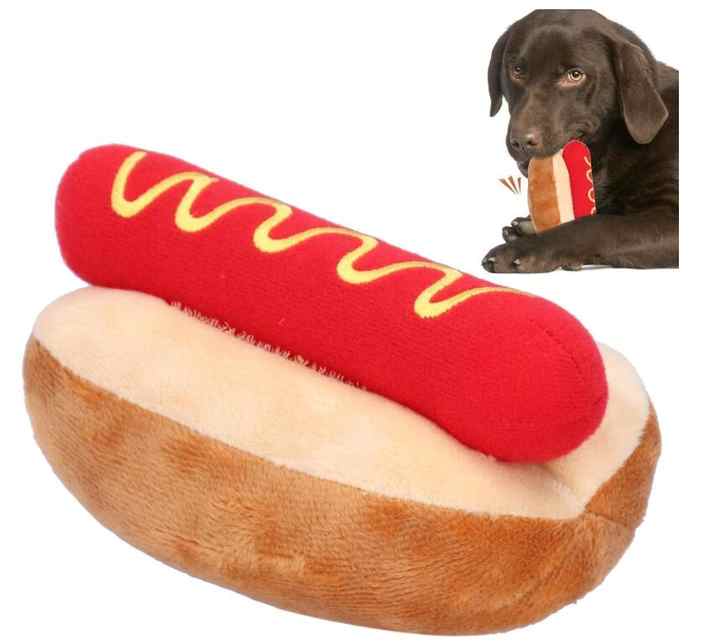 Hot Dog Shape Detachable Soft Plush Dog Toy Cute Interactive Plush Pet ...