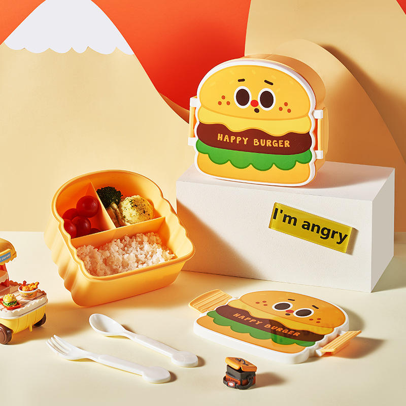 Creative Split Burger Design Portable Children's Lunch Box with Cute ...
