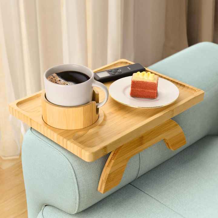 Customized Bamboo Sofa Armrest Tray - Sustainable & Stylish