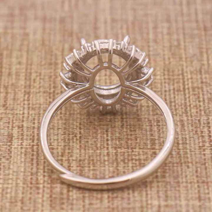 Semi Mount 8*10mm Sterling Silver Ring Frame Empty Blank Support Claws ...