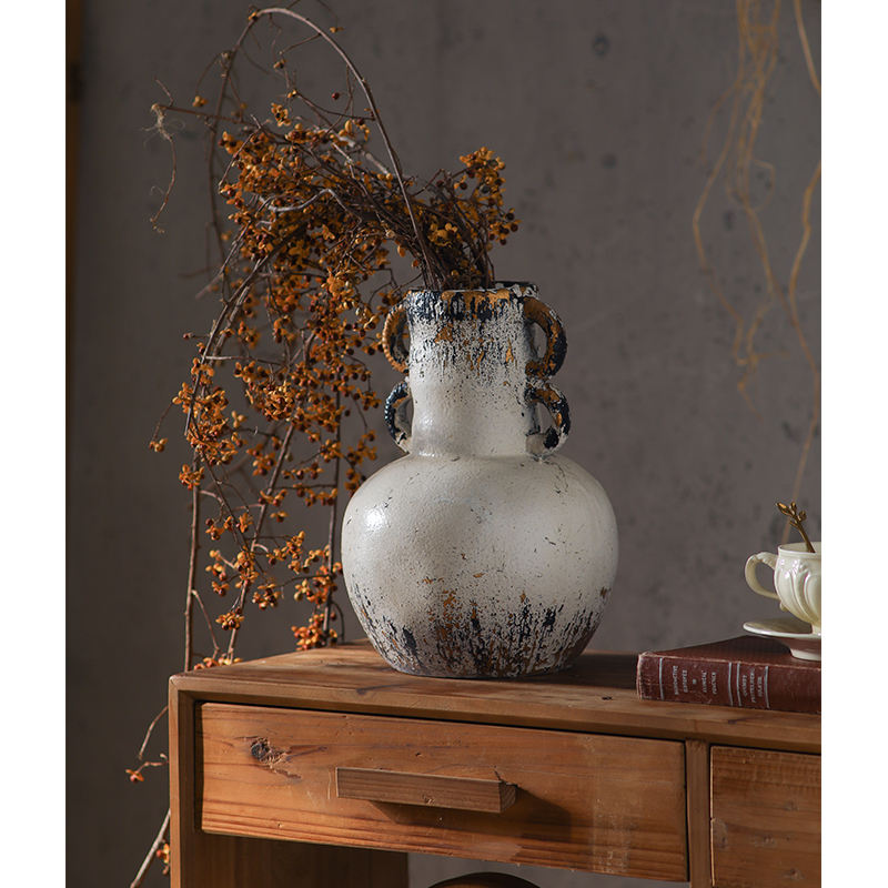 Handmade Style Vintage White Table Vase for Home Decor Elegant and ...
