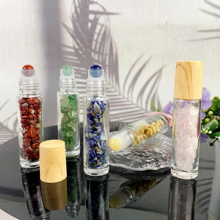 Natural Crystal Stone Gravel Stone Essential Oil Bottle Energy Healing ...