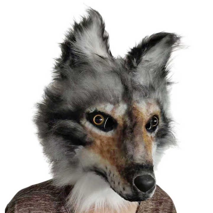 Realistic Grey Fox Mask for Halloween Costume & Party