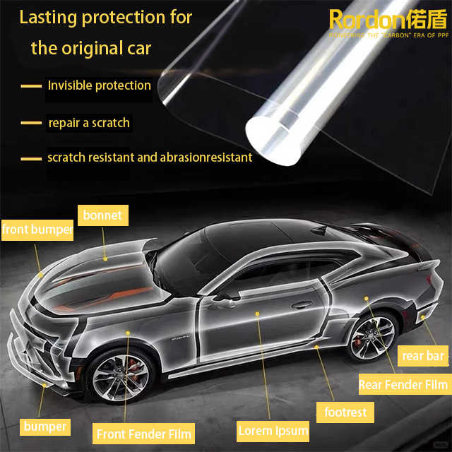 Rordon ODM/OEM 6.5mil Car Coating TPU PPF Paint protection Film anti yellowing self healing For ...