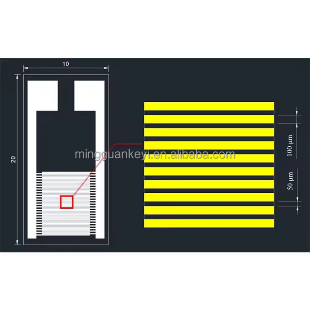 50 Micron 20*10mm PET Substrate Flexible Interdigital Electrode for PCB ...
