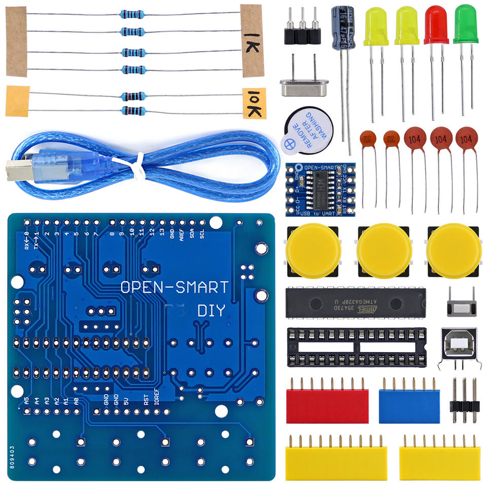 OPEN-SMART UNO R3 DIY ATmega328P Development Board Kit with Buzzer ...