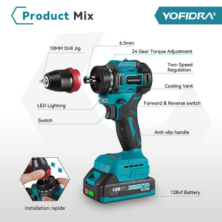 Cordless Impact Electric Drill Set - 18V Power Tools
