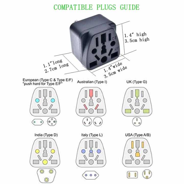 Universal 3 Pin AC Plug Adapter for Israel EU Euro AU US UK Electric ...
