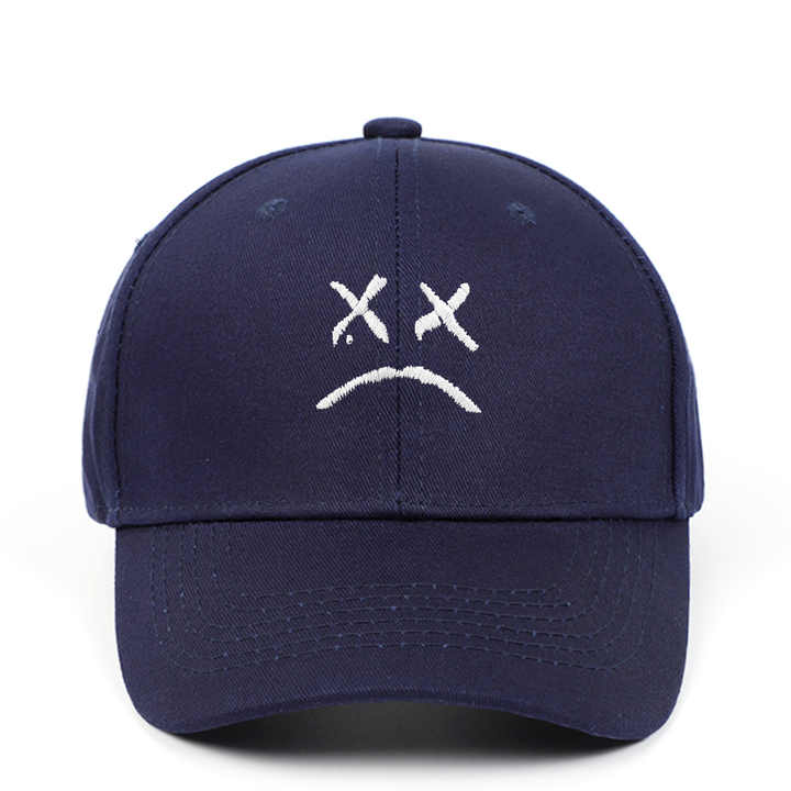 New Product Ideas Sad Face Embroidery Fitted Baseball Caps High Quality ...