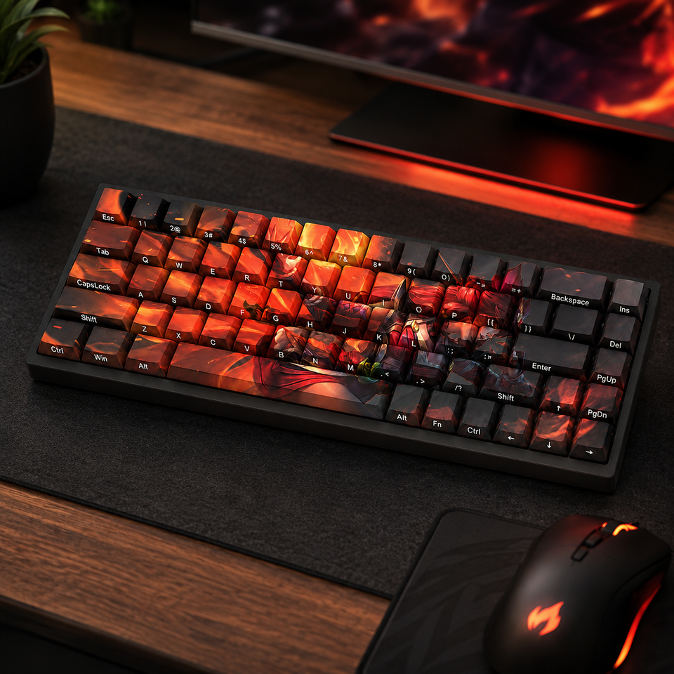 Custom LOL Foxfire Ahri 68 Key PBT Dye Sublimation Side Engraved ...