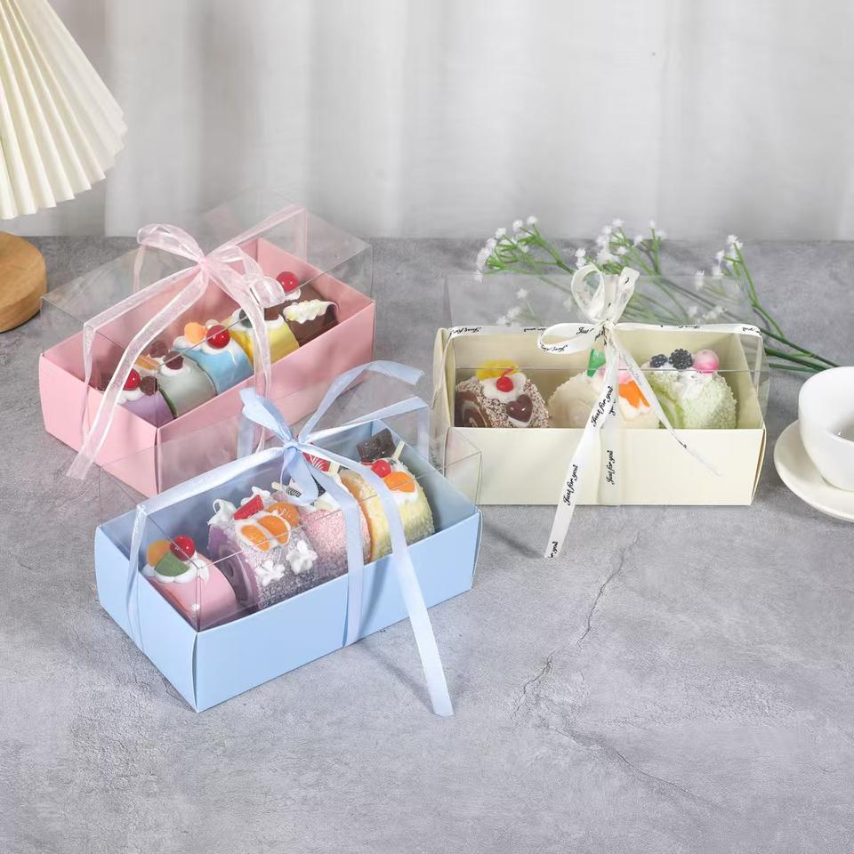 Transparent square Cake Box Packaging - Simple Macaroon Open-window ...