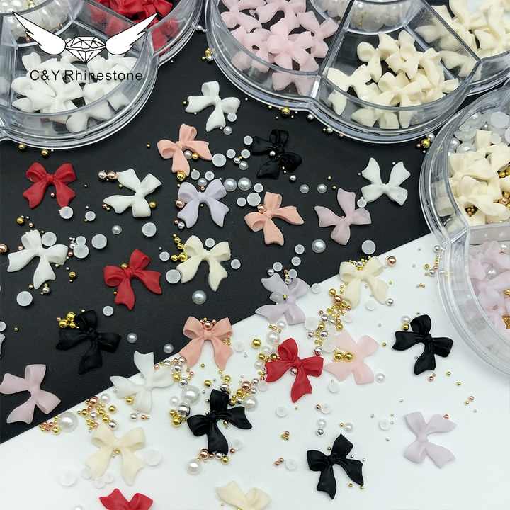 C&Y Resin Bow 3D Rhinestone Accessories Manicure Designer DIY Nail ...