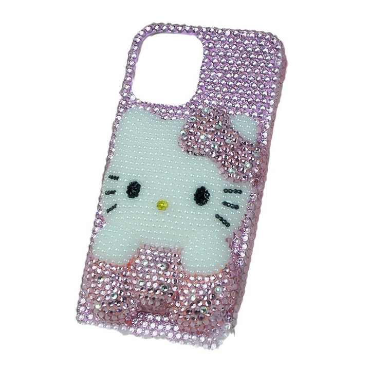 Pink Rhinestone Kitty Cat Phone Case for iPhone 11 12 13 14 Pro Max ...